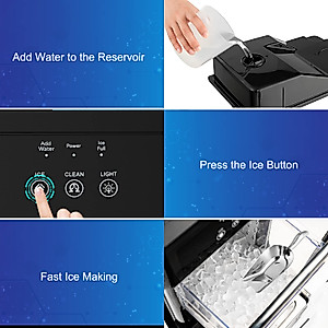 ARLIME Portable Nugget Ice Maker Machine for Countertop, 44lbs/24H Sonic Ice Maker Self-Cleaning with 4.8lb Ice Bin & Scoop, Intelligent Control Panel, Chewable Ice Makers for Kitchens, Offices, Home