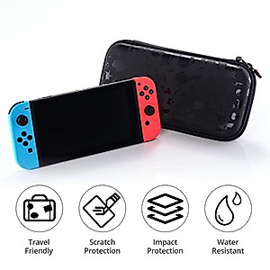 CampFENSE Carrying Case for Switch/Switch OLED, Protective Hard Shell Travel Carry Case compatible with Console & Accessories, with 10 Game Card Slots and 2 Screen Protectors (Oxide Dark)