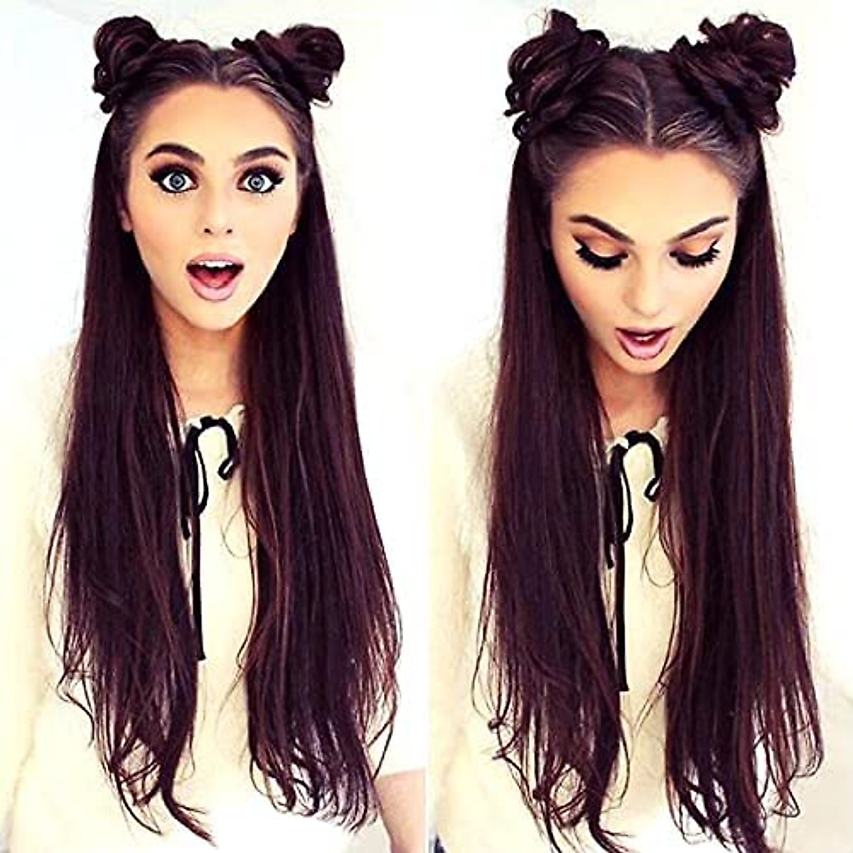 ZMVA 2PCS Cat Ears Hair Donut Chignon Claw Clip in Messy Hair Bun Mini Claw Clip in Updo Bun Extensions Wig Accessory Ponytail Hairpieces for Women and Girls (30#)