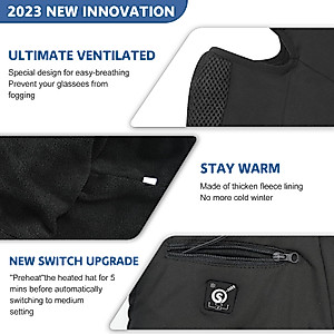 WERMSOCK Heated Ski Mask, Heated Balaclava Face Mask, Windproof Black Ski Mask for Men, Thermal Full Face Ski Mask for Motorcycle Riding Cycling