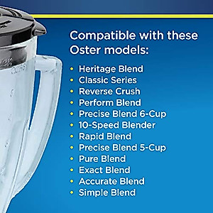 Oster Blender 6-Cup Glass Jar, Lid, Black and clear