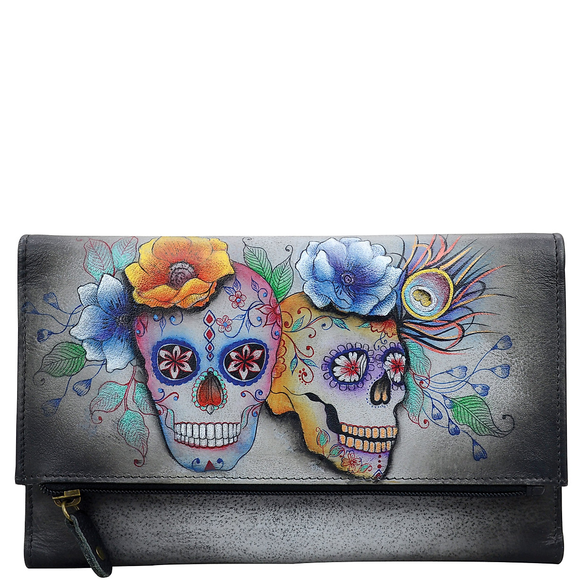 Anuschka Hand-Painted Genuine Leather Women's Three Fold Clutch - Butterfly Heaven