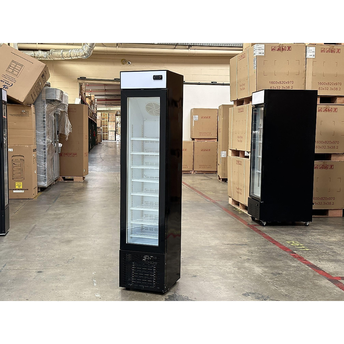 Commercial Freezer Glass 1-door 17" 105L Upright Narrow NSF -15°F to 5°F slim display merchandiser restaurant SD-105B