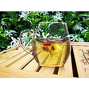 Sun's Tea Ultra Clear Glass Tea Mug | Coffee Mug 16 oz (470 ml) | Borosilicate - Glasses w Big Handle | Simple and Elegant | Microwave Safe | Pure Glass