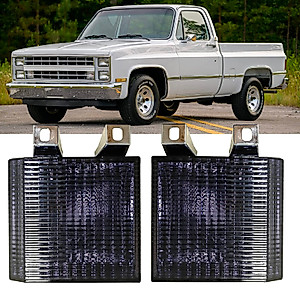 KYYET Pair Smoke Lens Park/Signal Lights Compatible with 1983-1988 Chevy Blazer GMC Pickup Truck Driver and Passenger Side w/quad headlamps replaces 918045 918046