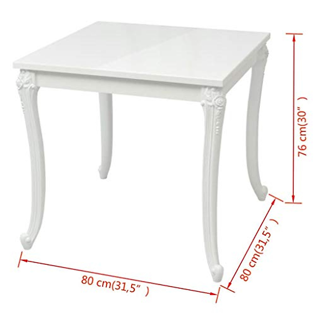 NusGear Dining Table 31.5"x31.5"x30" High Gloss White -382