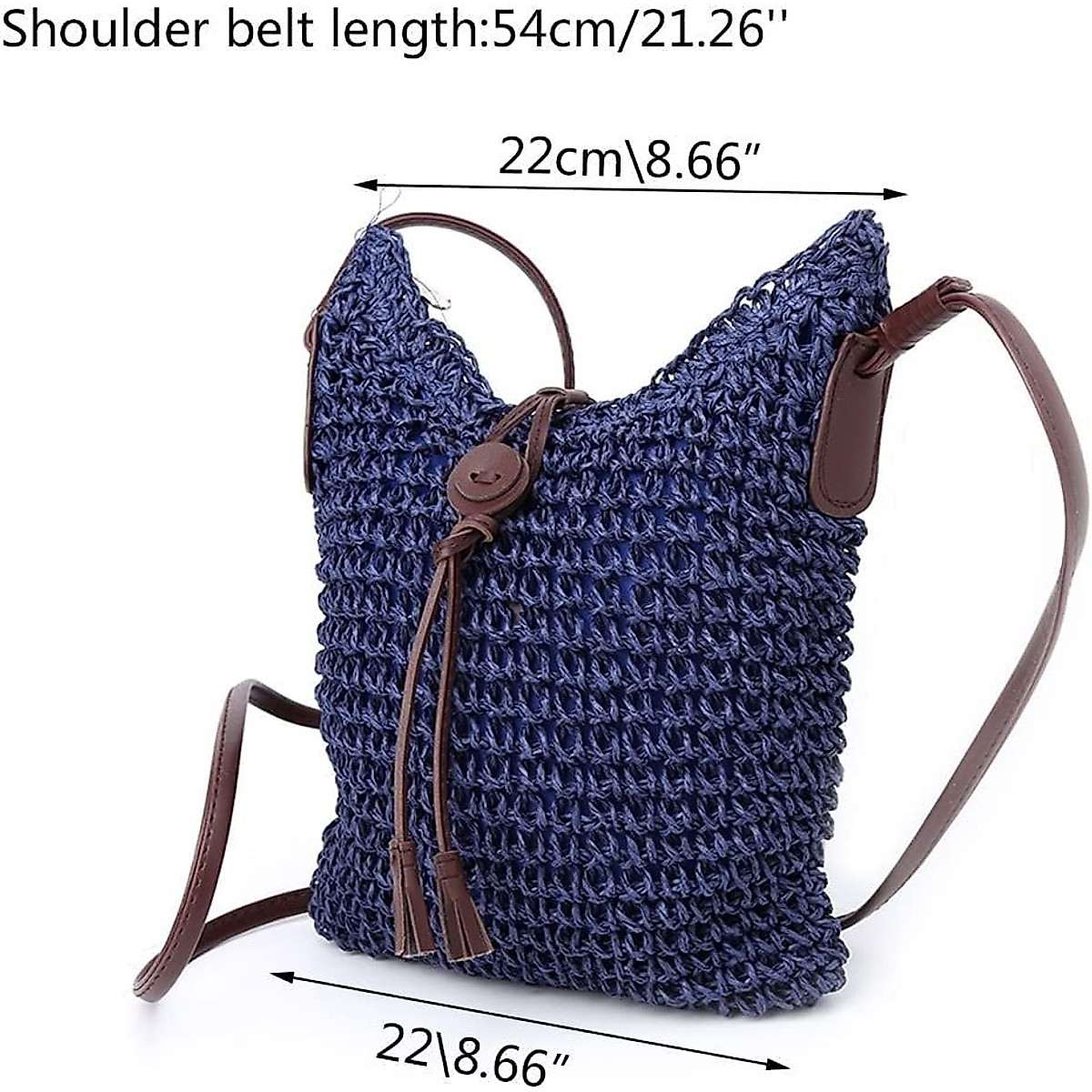 Beach Bag Straw Bags Hand-Woven Straw Bag, Women Handbag Shoulder Bag Straw Weave Tote Purse Lady Beach Hobo Bag Crossbody Coffee