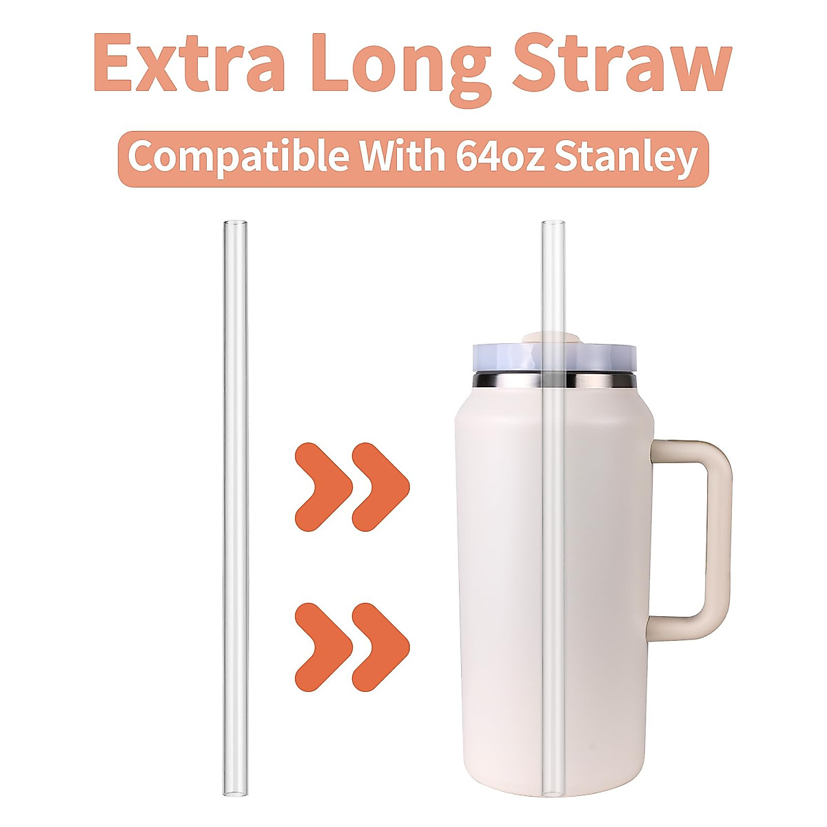 KEUYE 64oz Straw Compatible With Stanley, Extra Long Quencher 64 oz Straw,Cleaning Brush And Iceflow Flip Straw Tumbler 64 oz Compatible With Stanley Accessories,Resuable Ice Flow Flip Straw 64 oz