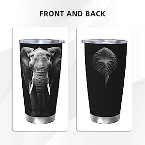 Groamaup 20oz Elephant Stainless Steel Insulated Tumbler with Lid and 3pcs Straw Sets, African Car Cup for Cold and Hot Drinks, Coffee Mug for Travel Office and Home Use