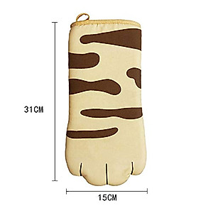 Thick Cotton Oven Mitts Cute Cat/Paw Design Baking Gloves Heat Resistant Cooking Gloves Potholder Funny Grilling Microwave Mittens Backer Kitchen Tools, 1 Pair