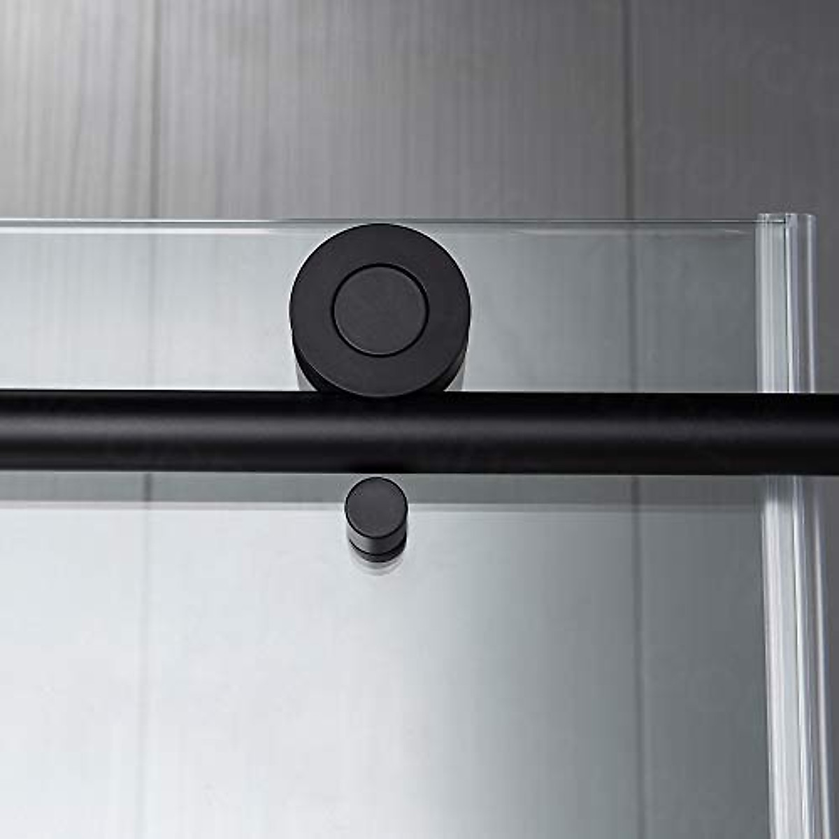 WOODBRIDGE Frameless Sliding Shower, 56"-60" Width, 76" Height, 3/8" (10 mm) Clear Tempered Glass, Black Finish, Designed for Smooth Door Closing. MBSDC6076-MBL, 60"x 76" Matte Black
