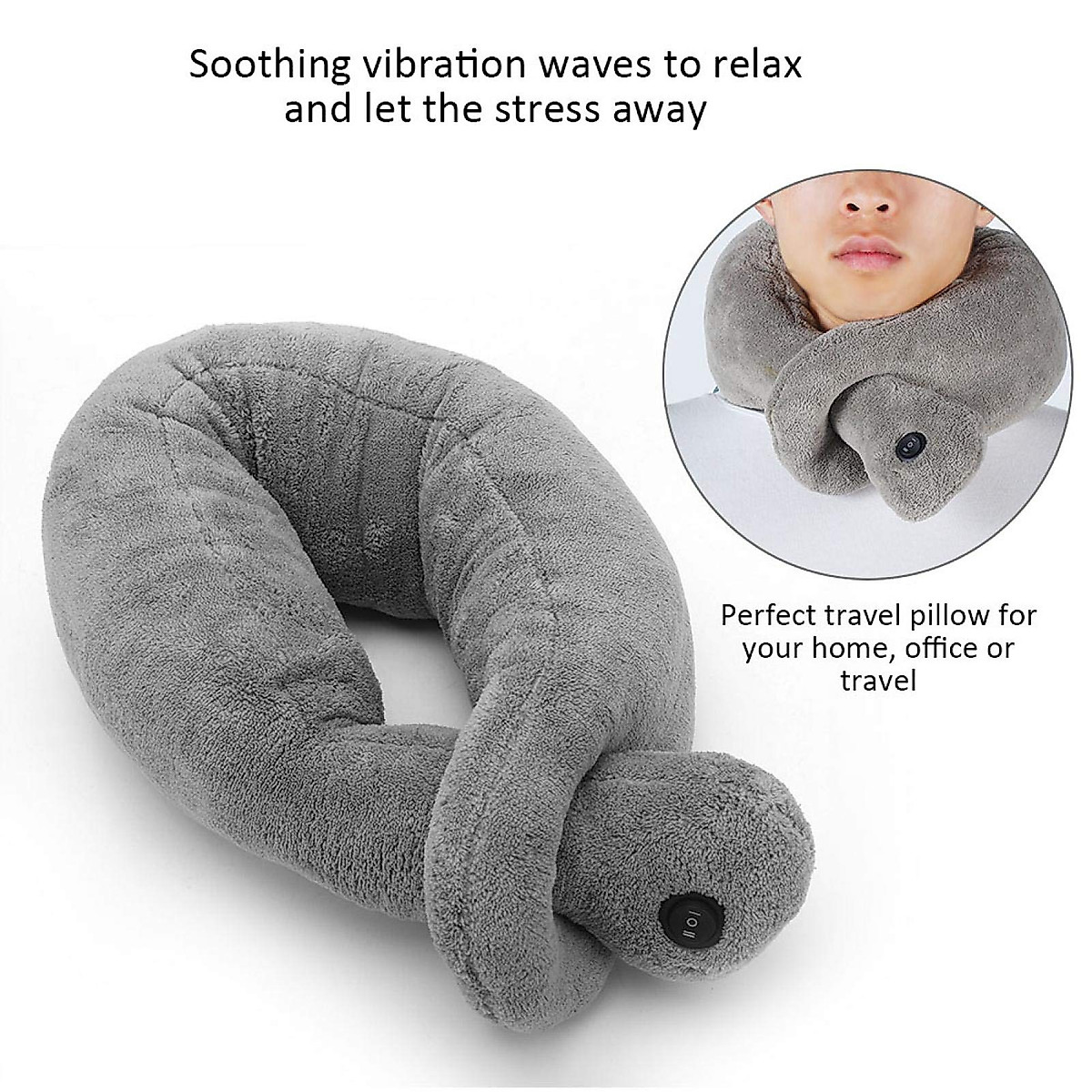 Vibrating Massage Pillow Neck Pillow Portable Neck Massage Soft Touch Breathable Neck Cushion Relieve Stress Pillow for Office Home Travel