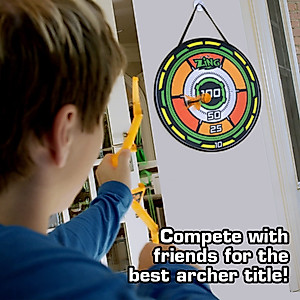 Zing Air Storm Bullz Eye Bow, Includes 2 Bows, 6 Sticky Arrows and 1 Target, Safely Shoots Arrows Over 35ft, Short Range Indoor or Outdoor Active Play, Great Bow and Arrow Toy