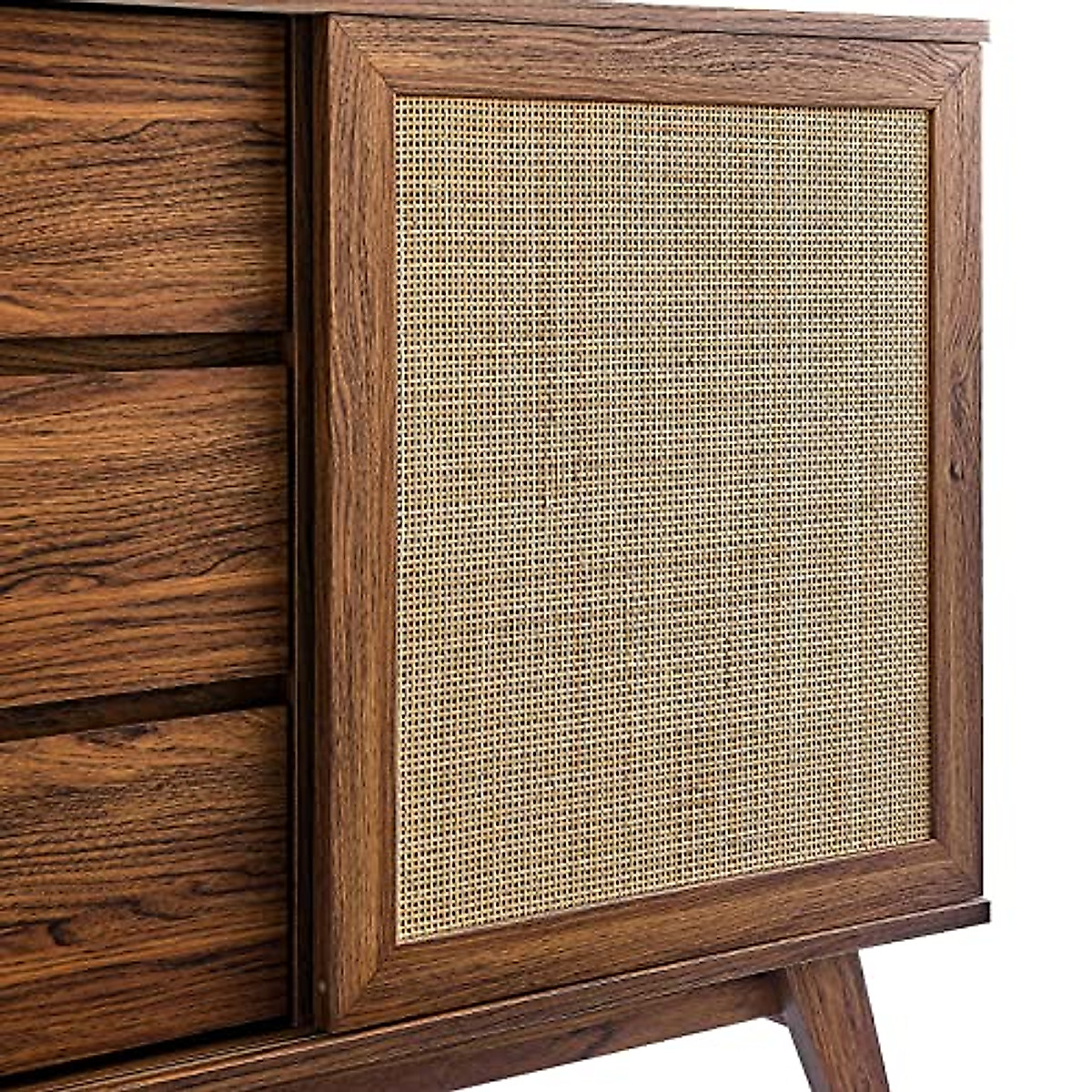 Modway Soma 59" Rattan High TV Stand Sideboard, Walnut