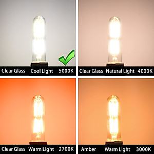 CREATE BRIGHT Candelabra Led Light Bulbs T10 Tubular Edison LED Filament Bulb 8W E26 Daylight White 5000K,Clear Glass,960LM,6 Pack