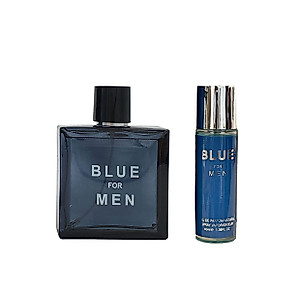 INSPIRE SCENTS Clashoky Blue For Men Eau De Toilette 3.4oz/100ml Cologne & Travel Spray Size 1.36 Fl oz/ 40ml (Pack of 2)