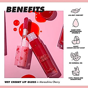 Lime Crime Wet Cherry Lip Gloss, Diet Cherry (Deep Berry) - Cherry Scented Lightweight, Plumping & Comfortable Ultra Glossy Sheen That Won't Stick - Long Lasting & Non-Sticky - Vegan Makeup
