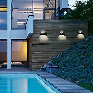 Kangl Solar Outdoor Waterproof Wall Lantern,LED Aluminum Rectangle Up and Down Free Wiring Lights,Home Garden Dimmable Light,for Garage Front Porch Doorway Patio