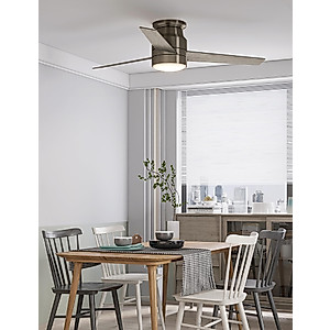 warmiplanet Flush Mount Ceiling Fans with Lights and Remote Control, 52-Inch,3 CCT Dimmable Light, Reversible Noiseless 6 Speeds DC Motor, Timer, Antique Nickel, 3-Blades