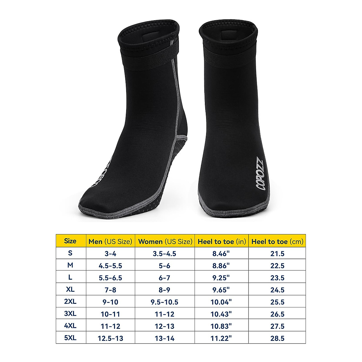 COPOZZ Diving Socks 3mm Neoprene Beach Water Socks-Anti Slip for Snorkel Swim Youth Men Women