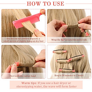 WILLBOND 36 Pieces Cold Wave Rod Hair Perm Rods Hair Rollers Perming Curlers with Steel Rat Tail Comb for Hairdressing Styling