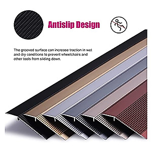 XHP 35-59 inch Aluminium Floor Threshold Transition Strip 4 inch Wide Modern Metal Tile Floor Edging Trim Cuttable Carpet Edge Strip Doorway Reducer Non-Slip Long Divider Strip Wood to Tile