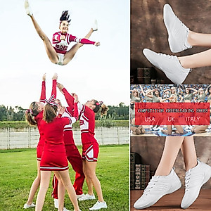 DADAWEN Cheer Shoes for Youth Girls Women White Cheerleading Dancing Shoes Athletic Training Tennis Walking Breathable Competition Cheer Sneakers White US Size 8/EU Size 40