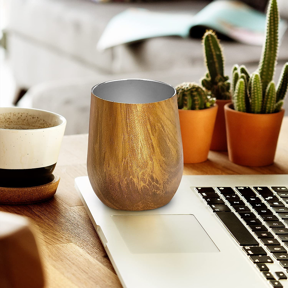 2 Pack 8 Ounces Modern Mate Cup Yerba Mate Tea Cup Set - Including Two Bombilla (Yerba Mate Straw), Lid & Cleaning Brush, Mate Cup for Drinking - Stainless Steel, Double-Wall (Black and Brown）