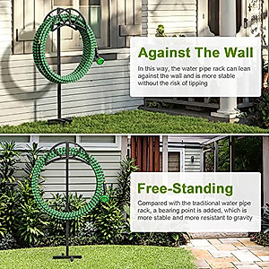 Mr IRONSTONE Garden Hose Holder,4 Spikes Water Hose Holder Holds 125-feet Hose,Freestanding Hose Stand Made of Heavy Duty Steel,Expandable Garden Hose for Outside Yard Lawn, Black