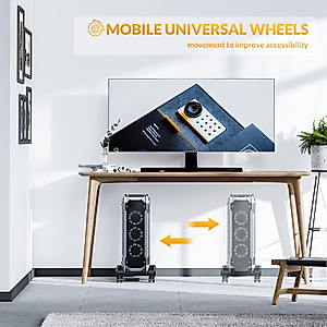 Computer Tower Stand CPU Stand - iDsonix Ventilated PC Tower Stand, Under Desk CPU Holder Mobile PC Floor Stand with 4 Caster Wheels Fits for Gaming PC