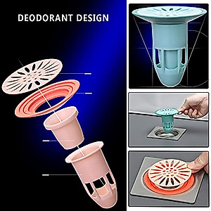 Shower Floor Drain Backflow Preventer Valve Sewer Core Drainage Insert Drain Plug Hair Catcher Gas Sealer Floor Strainer Trap Seal (Black-2Pack)