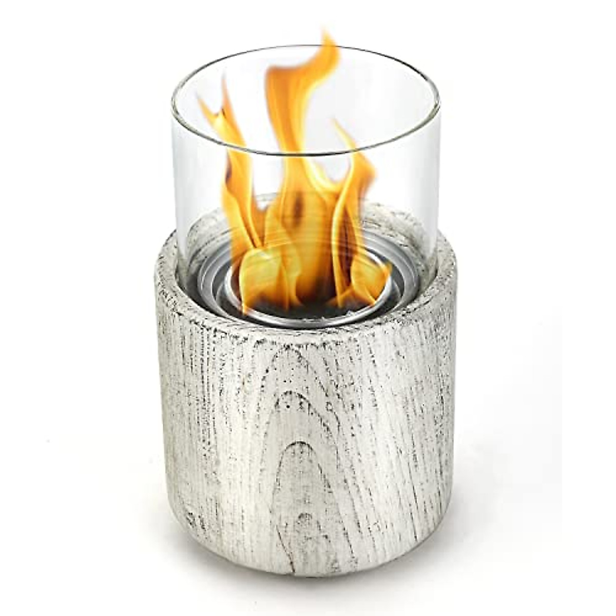 Home Zone Living Concrete Portable Tabletop Round 4.7" Mini Fire Pit Bowl, Wick Included, Indoor, Outdoor Use, Patio, Deck, Balcony Safe, Ethanol Alcohol, Smokeless, Long Burning, Fireplace, Soot Free