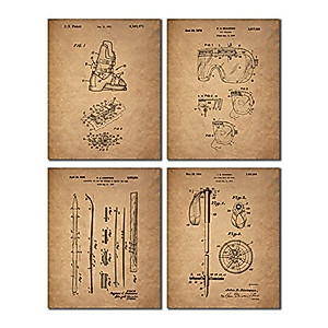 Ski Patent Prints - Set Of 4 (8 Inches X 10 Inches) Vintage Wall Art Decor Photos