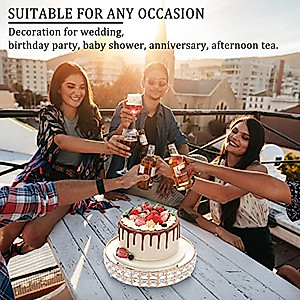 BSTKEY 12 inch Gold Round Cake Stand with Crystal Beads Decor, Cookies Fruit Serving Tray Display Tray, Metal Cupcake Stand Dessert Stand for Wedding Birthday Party Supplies Centerpiece