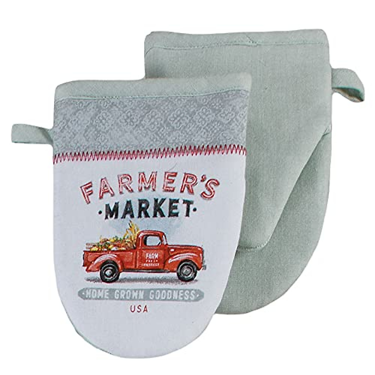 Kay Dee Designs Farm Market 4 Piece Red Truck Kitchen Linen Bundle, 2 Towels and 2 Grabber Mitts