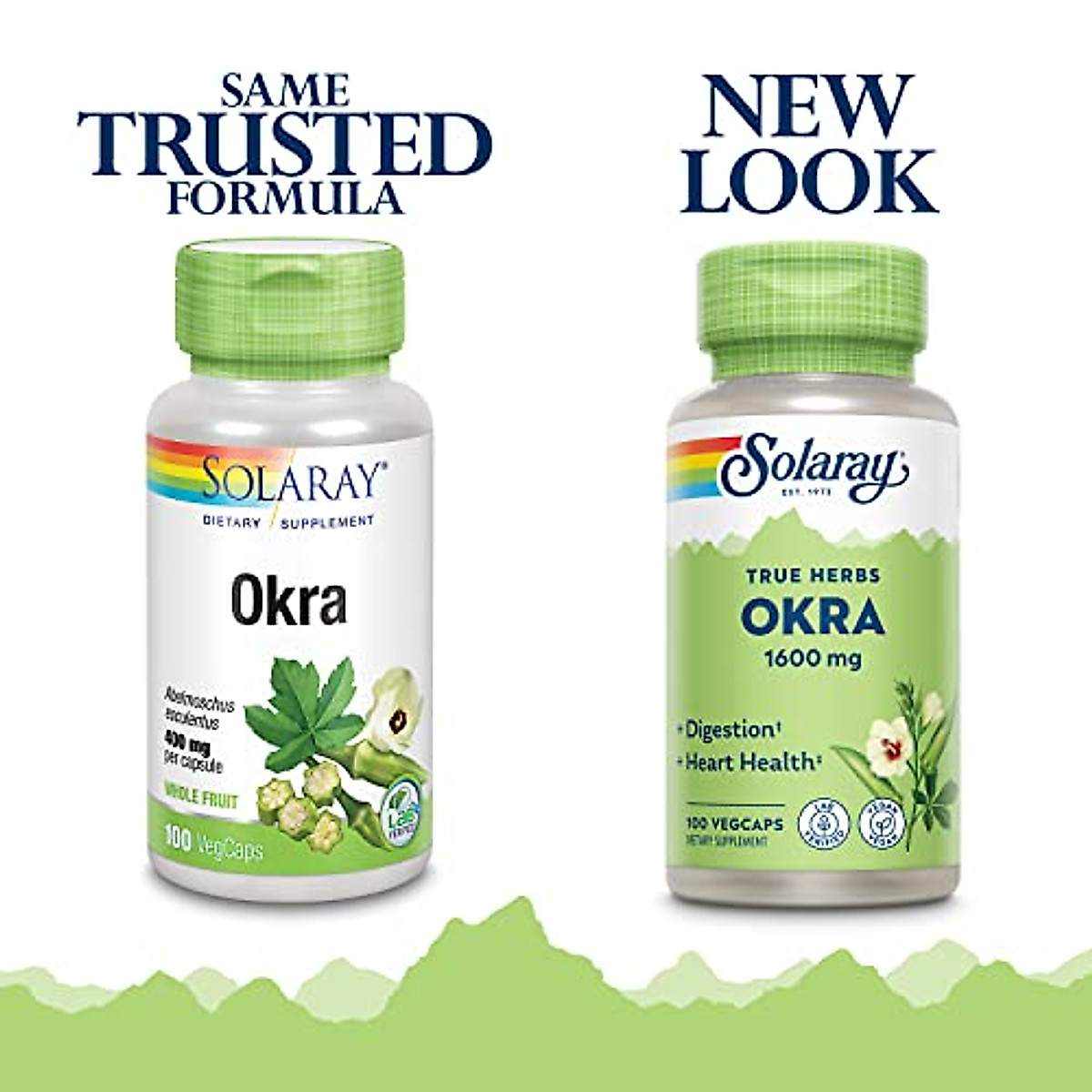 SOLARAY Okra Fruit 1600 mg, Healthy Digestion, Regularity & Cardiovascular Support, Soluble Fiber, 25 Serv, 100 VegCaps