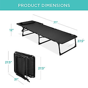 Best Choice Products Patio Chaise Lounge Chair, Outdoor Portable Folding in-Pool Recliner for Lawn, Backyard, Beach w/ 8 Adjustable Positions, Carrying Handles, 300lb Weight Capacity - Black