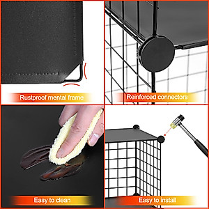 HUBSON Wire Cube Storage Organizer, 6-Cube Metal Grids Storage Shelf, Closet Cabinet, DIY Plastic cube Bookcase Modular Closet Cabinet for Bedroom, Living Room, Office, Black