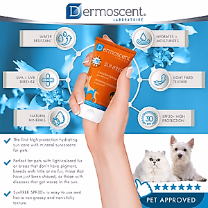 Dermoscent SunFREE SPF30+ Cat & Dog Sunscreen - Safe & Natural Mineral Sunscreen Moisturizing Sun Protection - 30 Ml / 1 Fl. Oz.