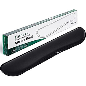 Gimars Keyboard Wrist Rest Pad with 63D High-Density Thicken Enlarge Memory Foam, Anti-Slip Rubber Base and Ergonomic Design for Office,Gaming, Computer, Laptop, Mac, Carpal Tunnel Pain Relief, Black