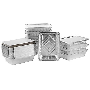 Aluminum Pans With Lids - 50 Count - 2.25LB (8.5"x6") Oblong Pans - To Go Containers With Lids - Disposable Tin Foil Pans - Perfect For Catering, Meal Prep, Baking, Freezer Safe