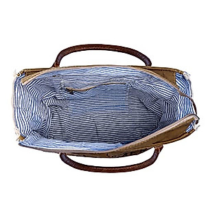 VINTAGE CRAFTS Bags Sel De Mer Upcycled Canvas Hand Bag Upcycled Canvas & Cowhide Tote Bag Radiant Leather Bag