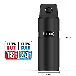 THERMOS Stainless King Vacuum-Insulated Drink Bottle, 24 Ounce, Matte Black