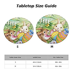 Round Tablecloth Cute Easter Bunny Fitted Elastic Waterproof Wipeable Table Cloth Cover Decor Table Pad Cover for Party Dinning Room Picnic-Small