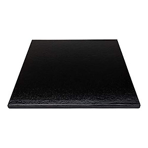 Restaurantware Pastry Tek 12 Inch x 1/2 Inch Thick Cake Drum, 1 Covered Edge Cake Board - Square, Grease Resistant, Black Cardboard Thick Cake Base, Durable, For Parties Or Catering