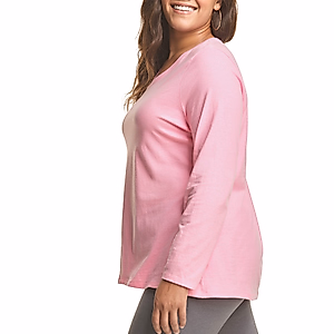 Just My Size Women's Plus Size Vneck Long Sleeve Tee, Pink Swish, 3X