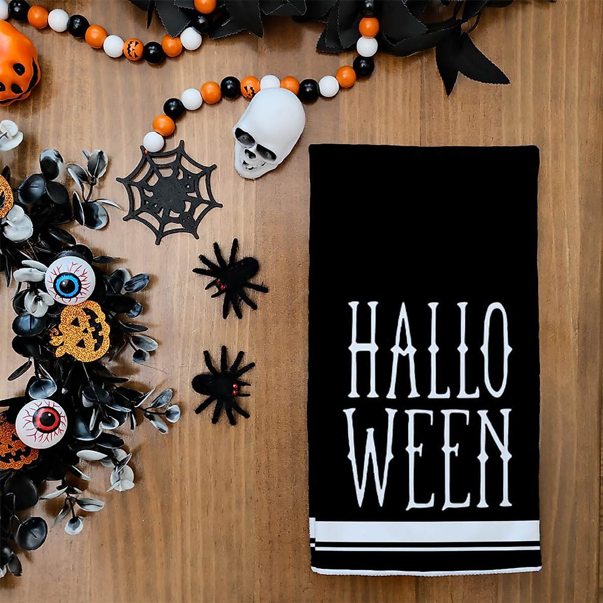 ARKENY Halloween Kitchen Towels Set of 2,Black Bats Dish Towels 18x26 Inch Drying Dishcloth,Farmhouse Home Decoration AD123