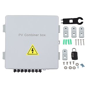 Solar Combiner Box, 8 String PV Combiner Box 10A Rated Current 80A DC Breaker Solar Combiner Box for Off Grid Solar, Power Distribution Blocks