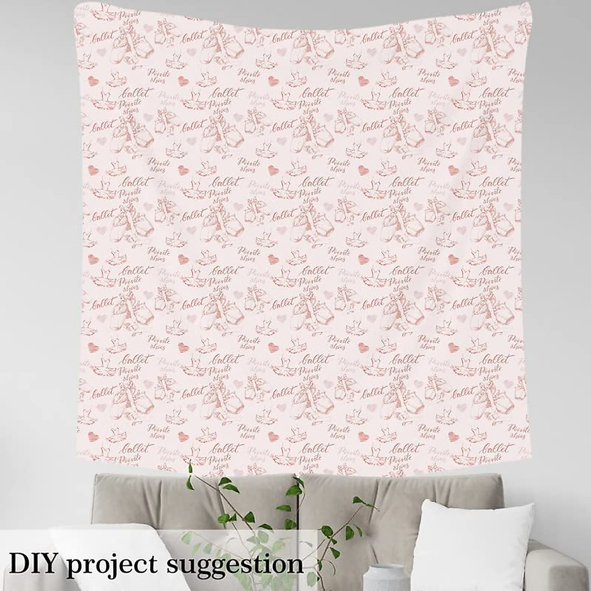 Feelyou Ballet Upholstery Fabric, Girls Ballet Dancer Dress Shoes Fabric by The Yard, Elegant Swan Decorative Fabric for Upholstery and Home DIY Projects, Outdoor Fabric, 1 Yard, Pink