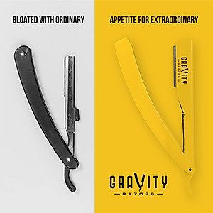 Professional Straight Razor - Ultra Exposed Straight Razor Kit with 10 Gravity Premium Blades, 2mm Exposed ("The OG")